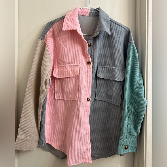 Amazon | Jackets & Coats | Amazon Colorblock Corduroy Shirt Jacket ...